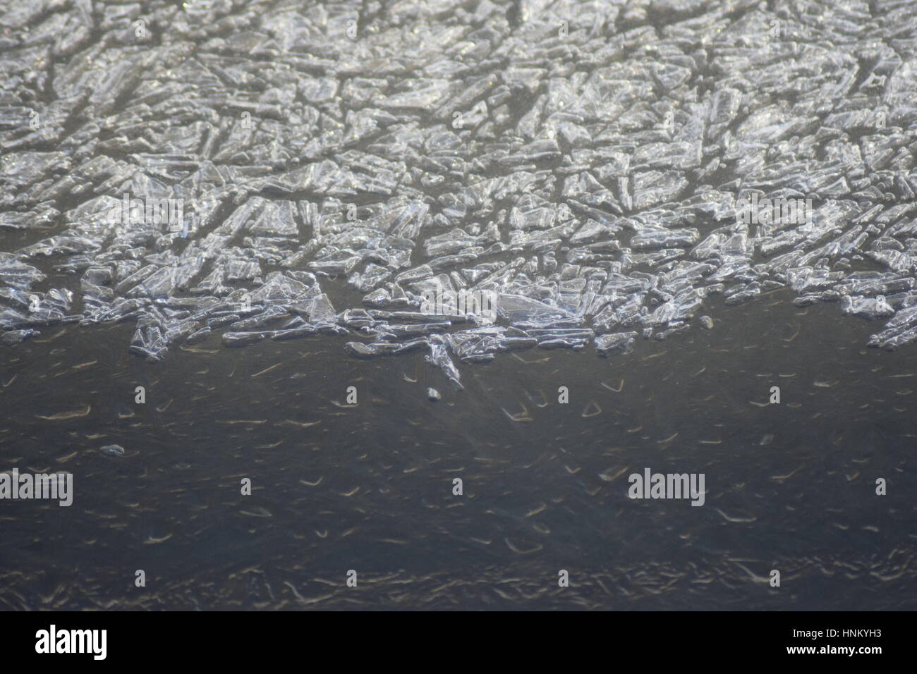 Ice crystals in different shapes and structures taken at a stream Stock ...