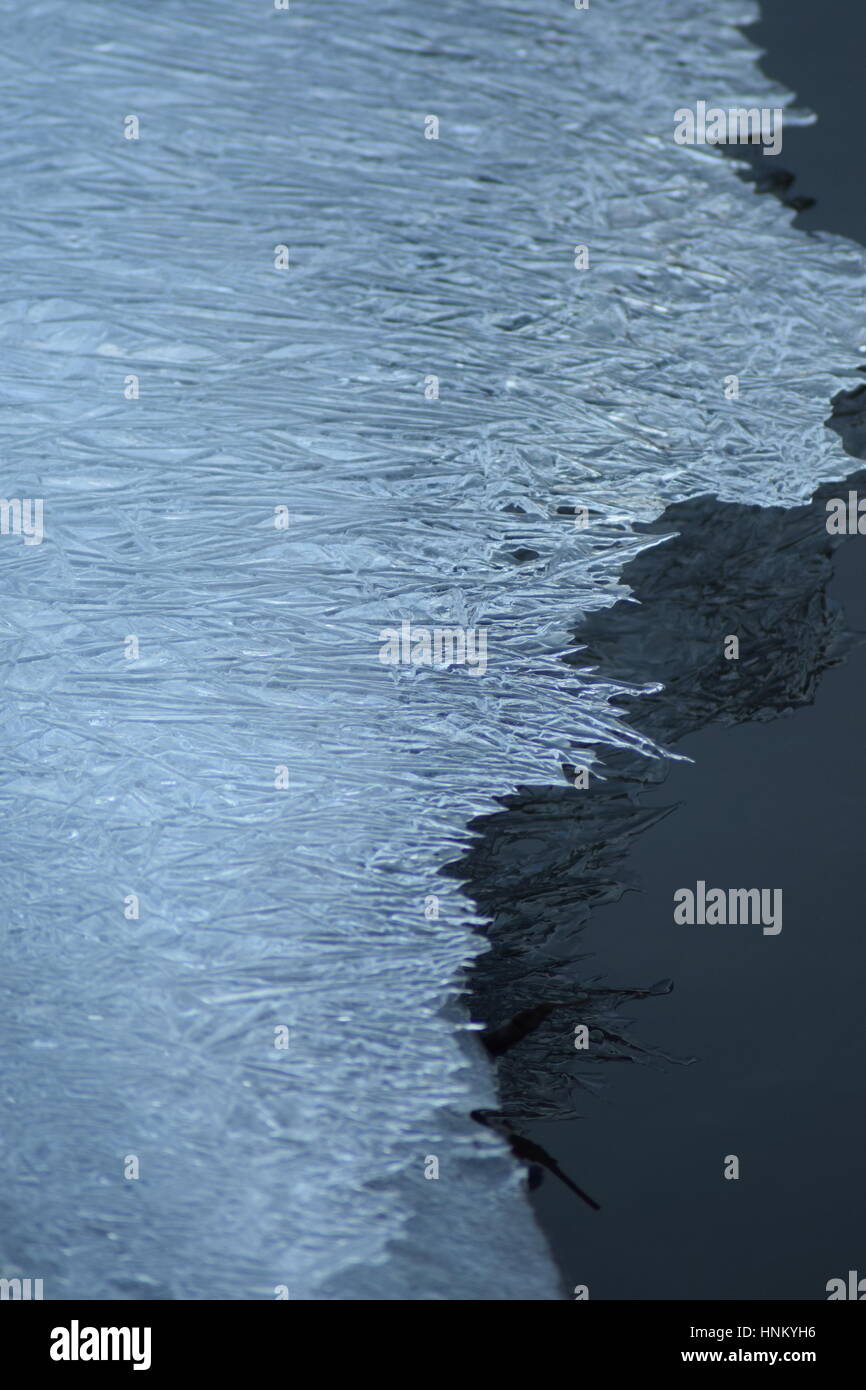 Ice crystals in different shapes and structures taken at a stream Stock ...