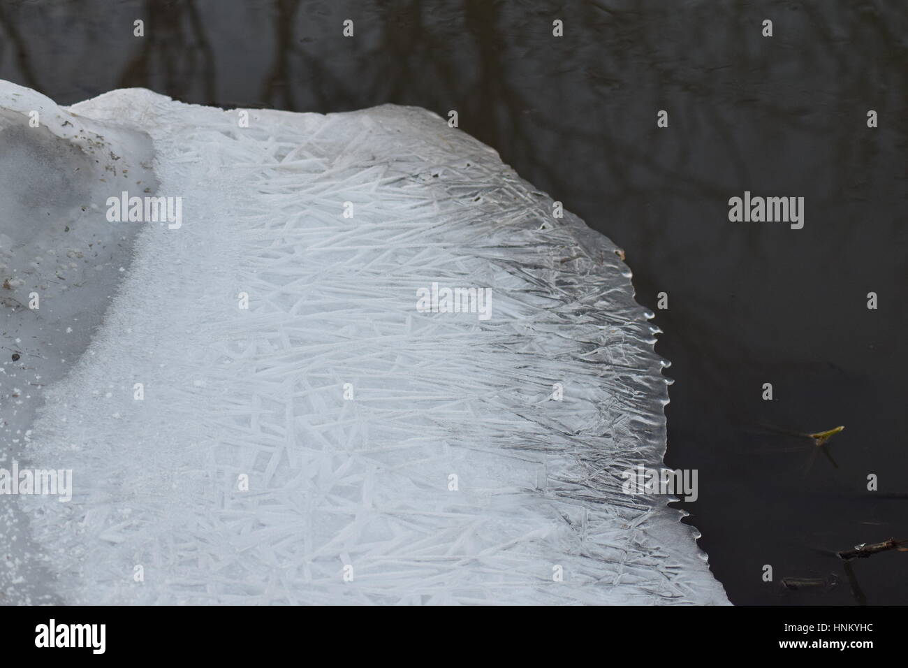 Ice crystals in different shapes and structures taken at a stream Stock ...