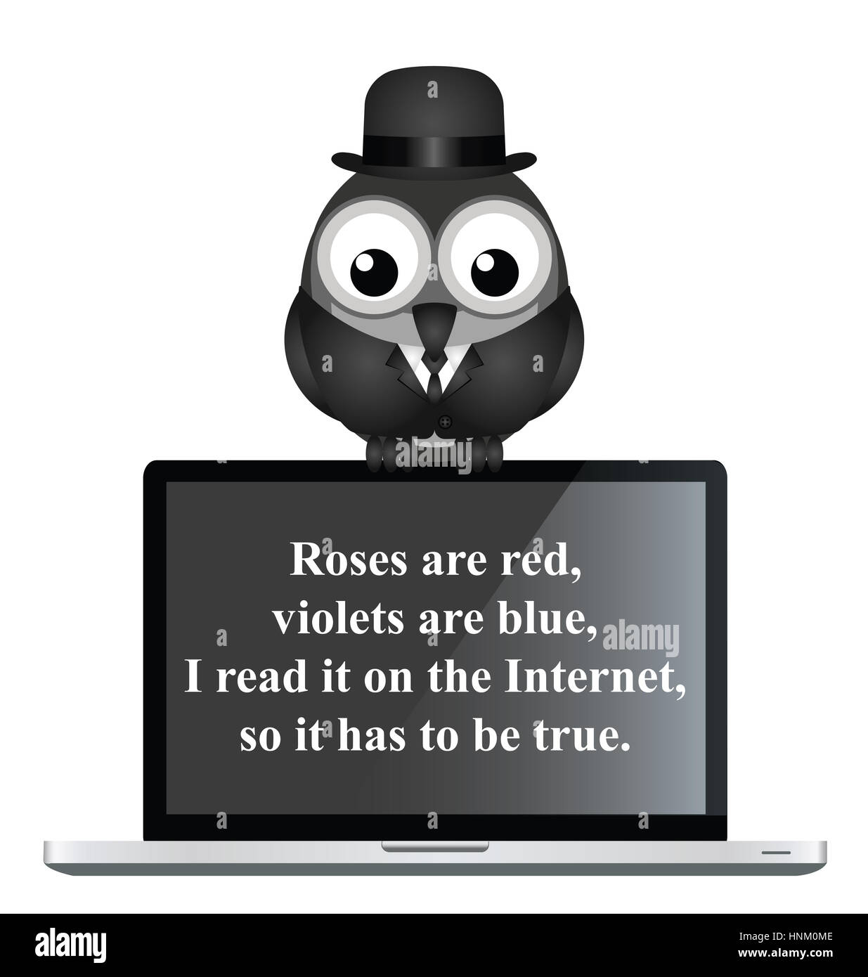Comical internet poem on laptop relating to the reliability of ...