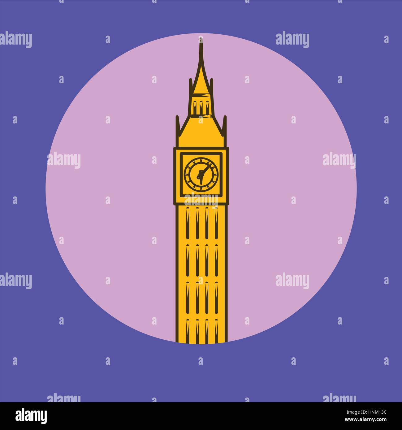 London Big Ben watchtower thin line linear flat illustration Stock ...