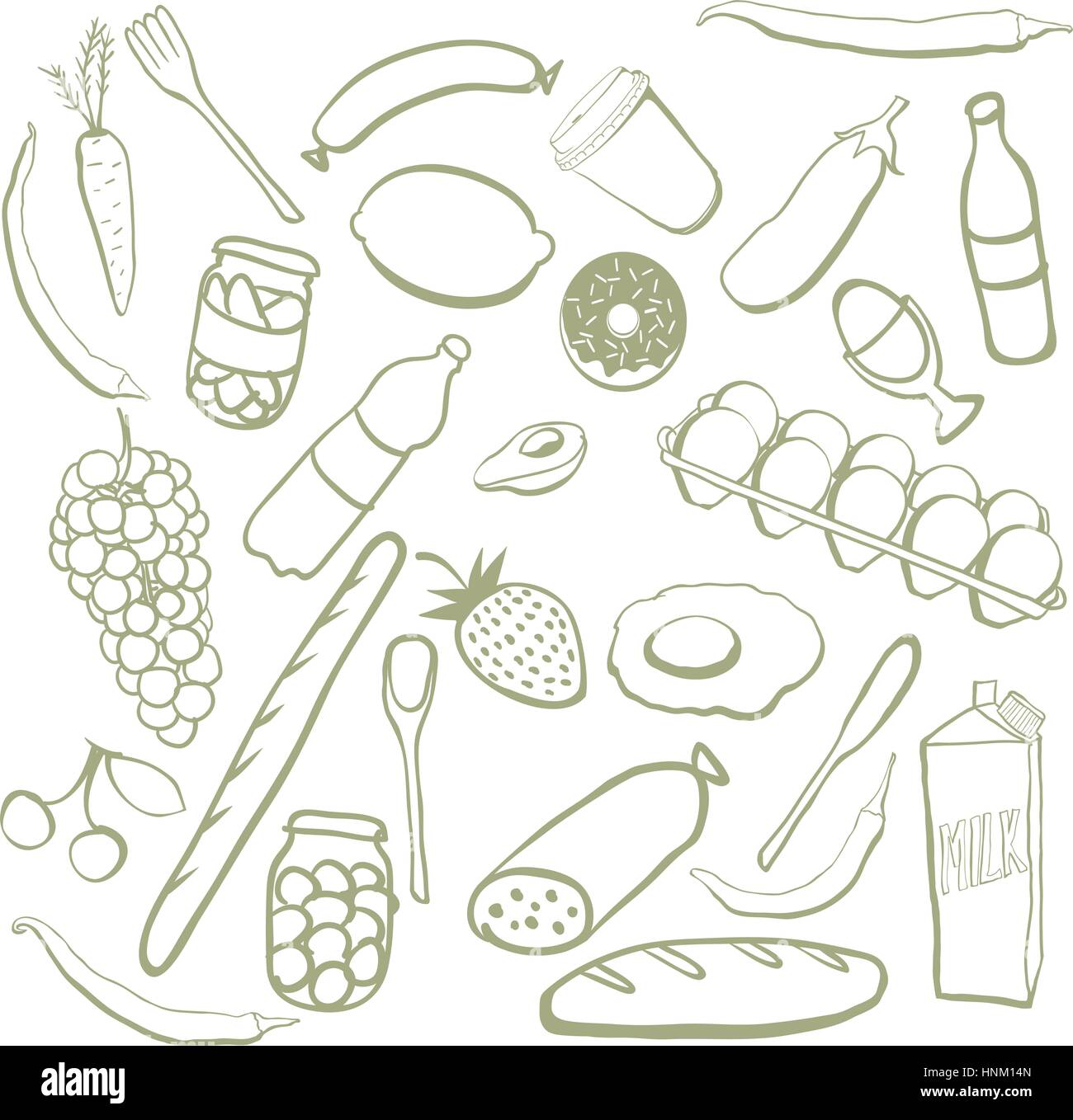 Hand drawn food doodles. Vector background Stock Vector Image & Art - Alamy
