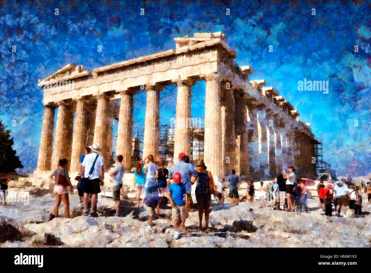Tourists by the parthenon in athens hi-res stock photography and images ...