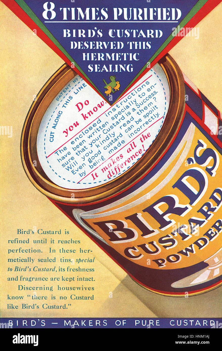 1934 British advertisement for Bird's Custard Powder Stock Photo - Alamy