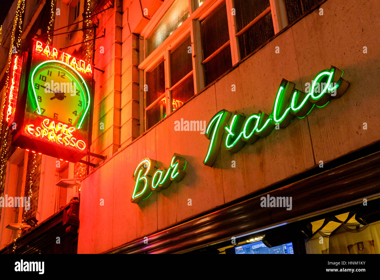 Bar Italia on Frith Street at Night,Soho,London,England Stock Photo - Alamy
