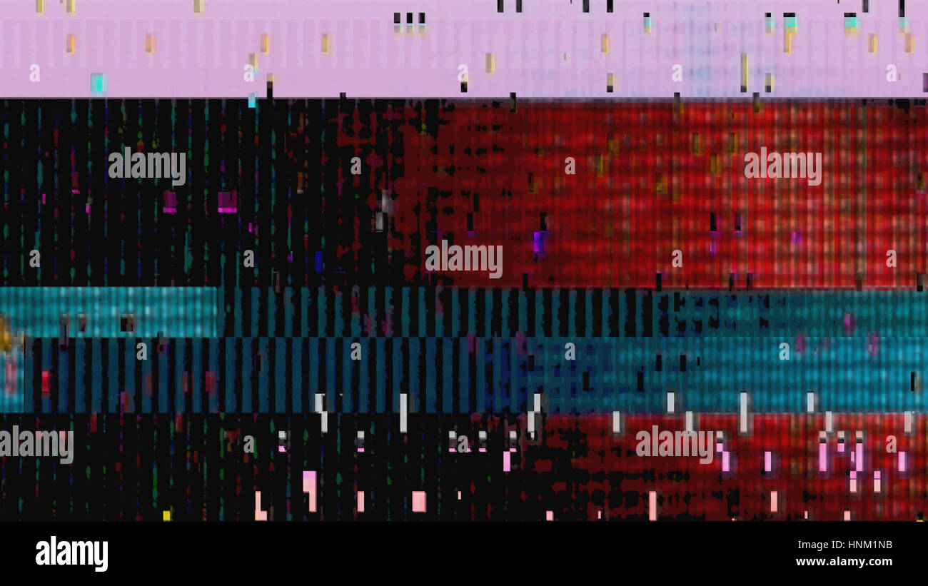 Futuristic, streaming data malfunction video screen display. From a ...
