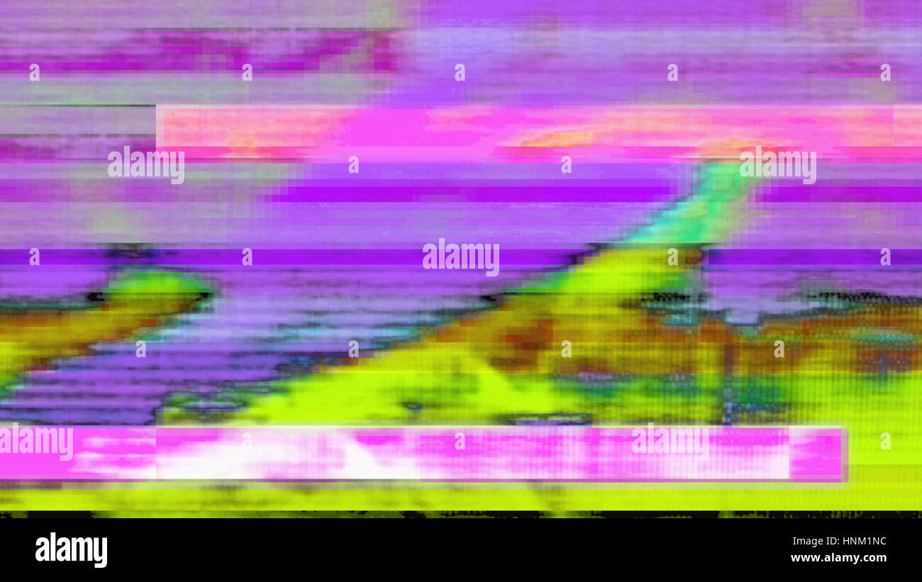 Futuristic, streaming data malfunction video screen display. From a ...
