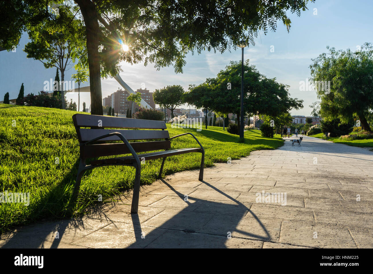 Sunny bench for nice meal break or just a break after long walk when ...