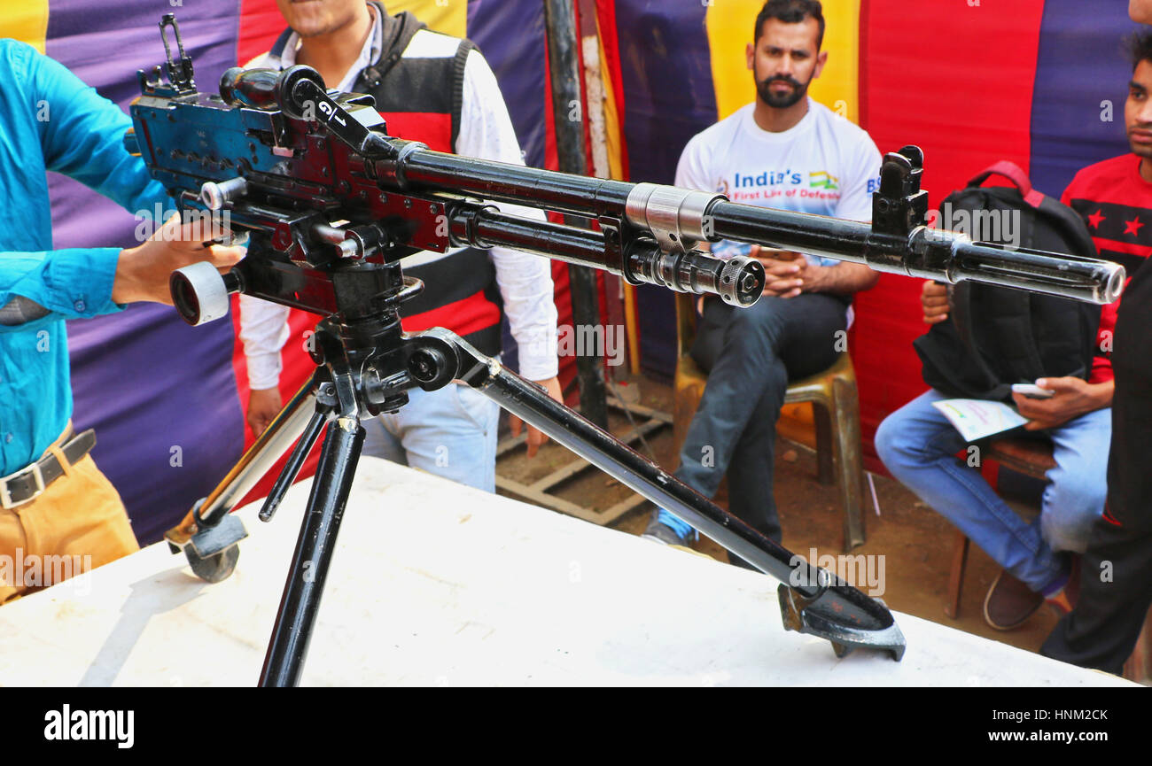 Border security force (BSF) personnel displaying their weapons in ...