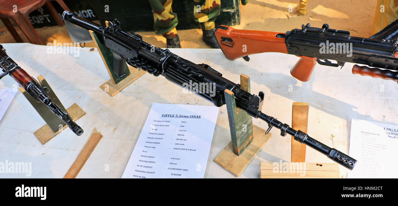 Border security force (BSF) personnel displaying their weapons in ...