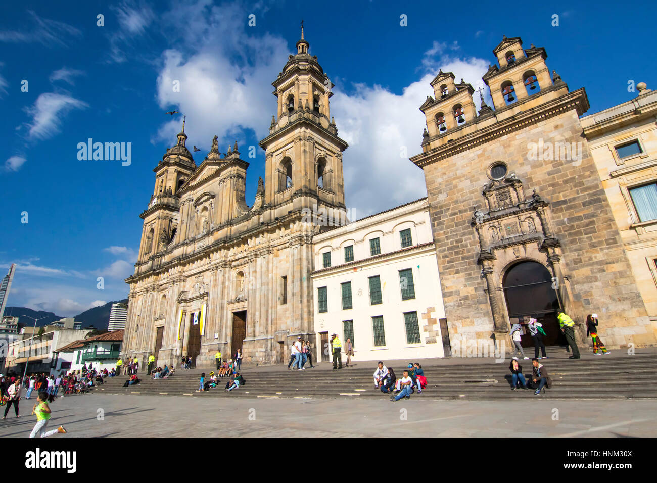 Facade of the Primatial Cathedral of Bogota and Chapel of the Sagrario ...