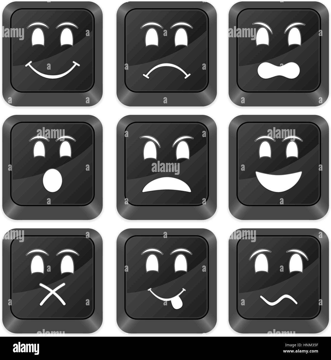 Computer buttons emoticons isolated on a white background. Vector ...