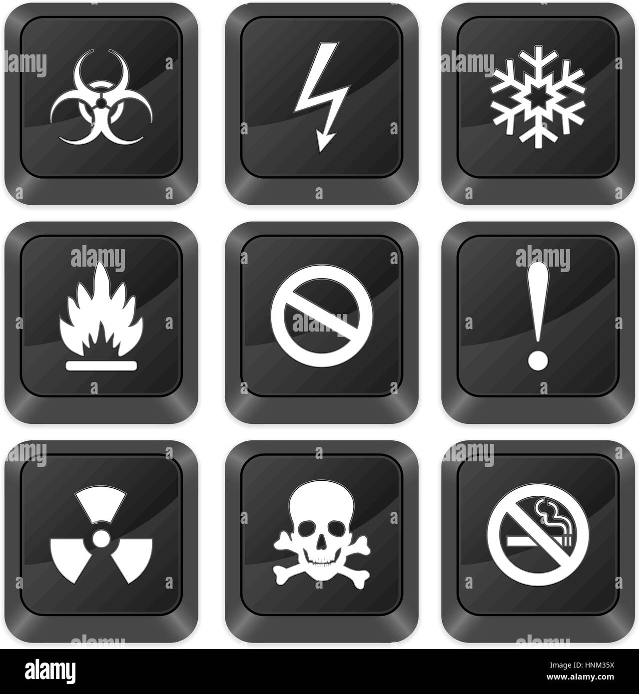 Computer buttons warning sign isolated on a white background. Vector ...