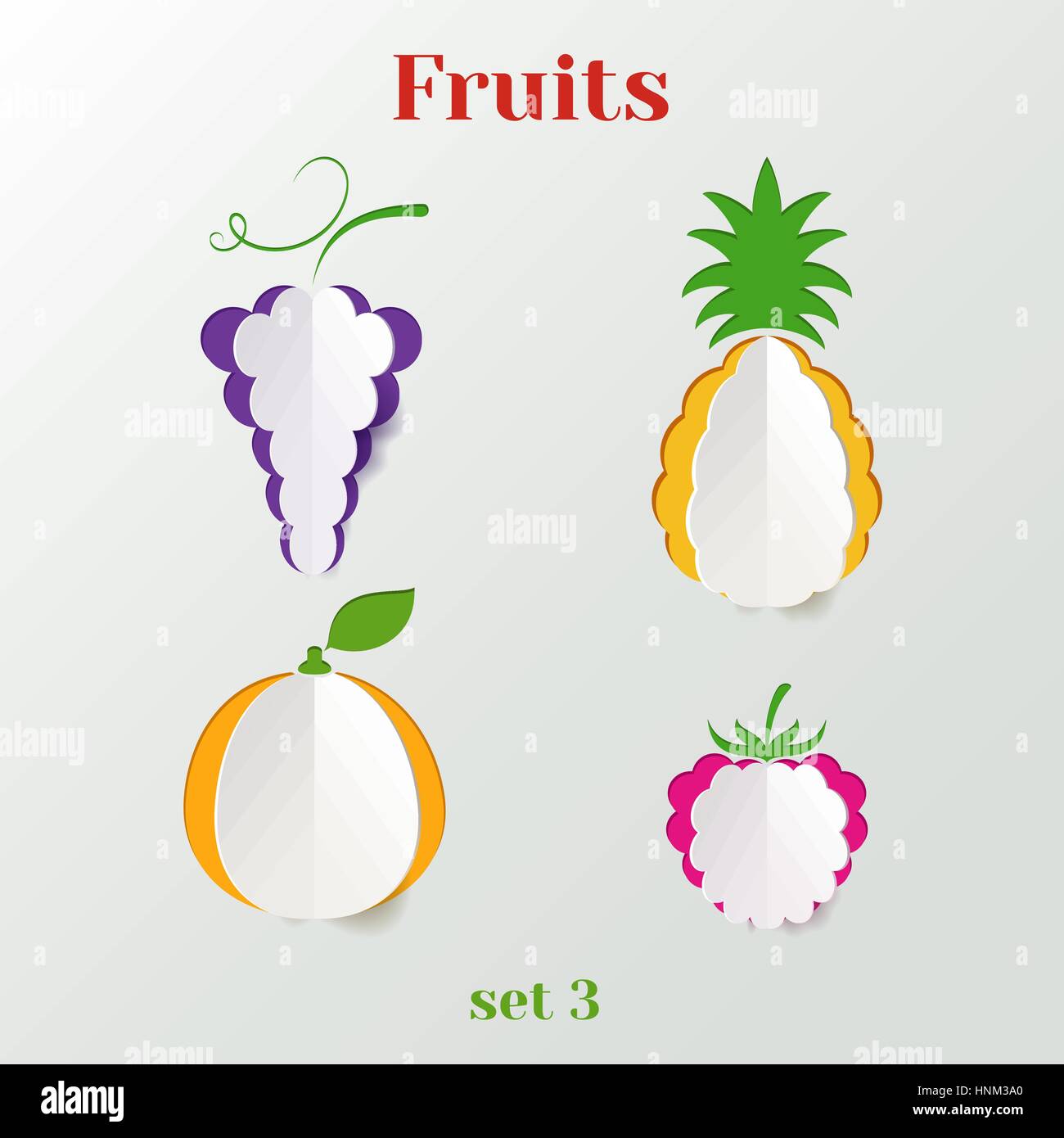 Set of fruits - creative paper icons Stock Vector Image & Art - Alamy