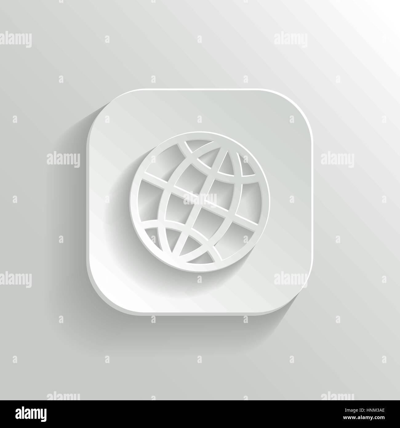 Globe icon - vector white app button with shadow Stock Vector Image ...