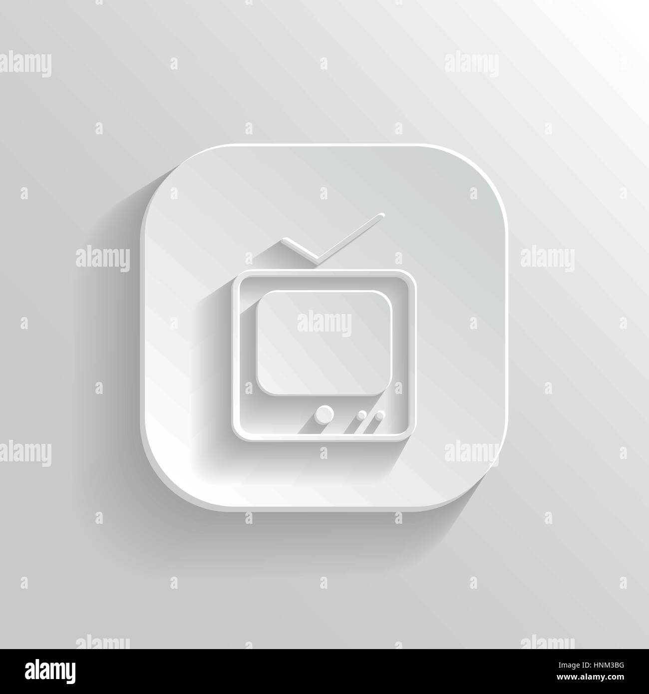 TV icon - vector white app button with shadow Stock Vector Image & Art ...