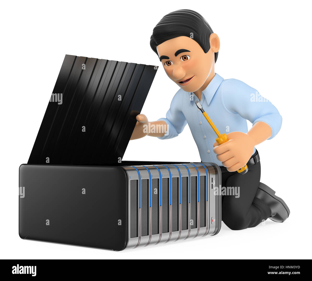3d working people illustration. Information technology technician ...
