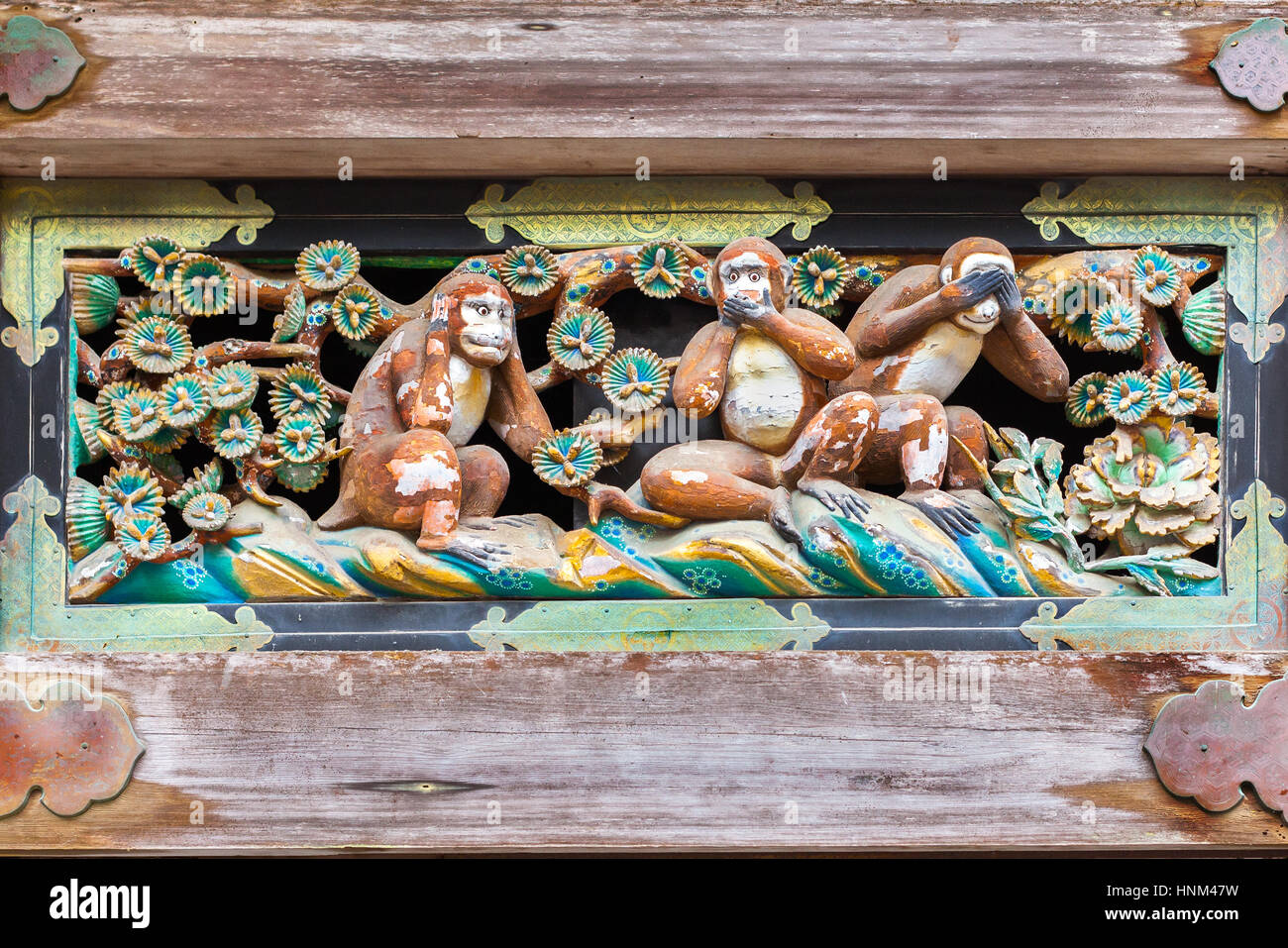 The three wise monkeys, Nikko, Japan. Hear no evil, speak no evil, see ...