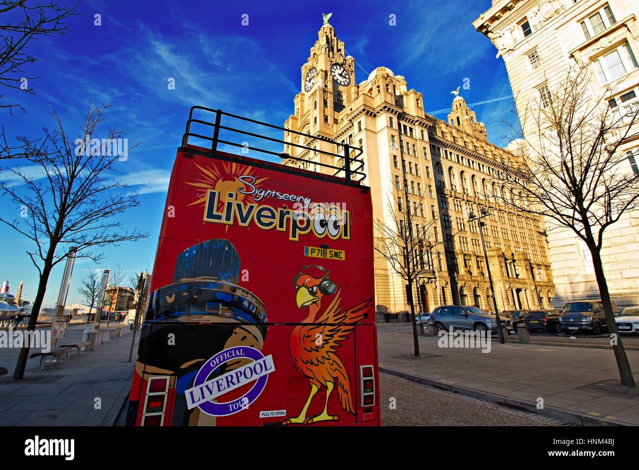 Liverpool UK, 5TH JANUARY 2017. Liverpool sightseeing bus in front of ...
