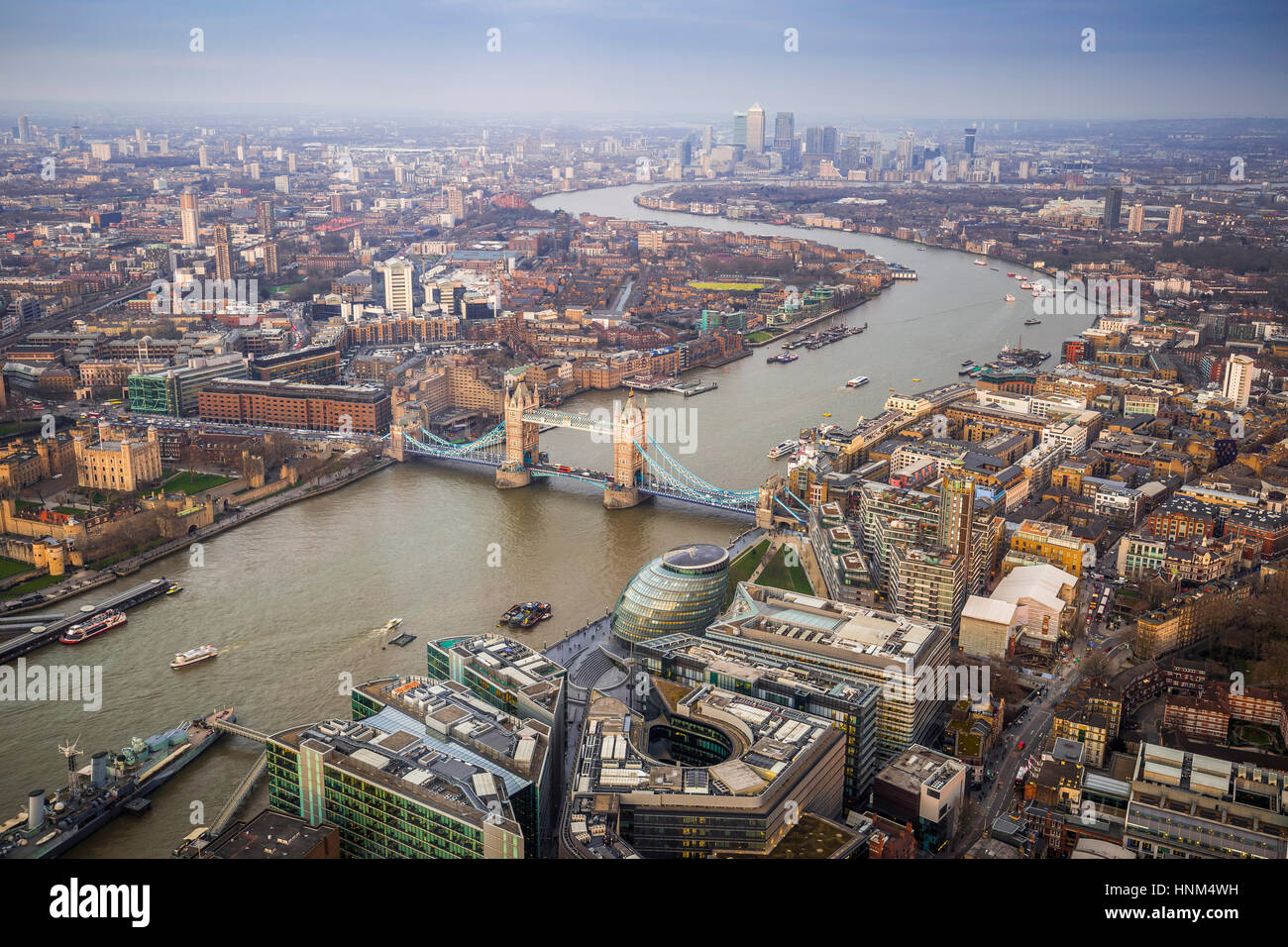 London, England - Aerial Skyline view of London with the iconic Tower ...