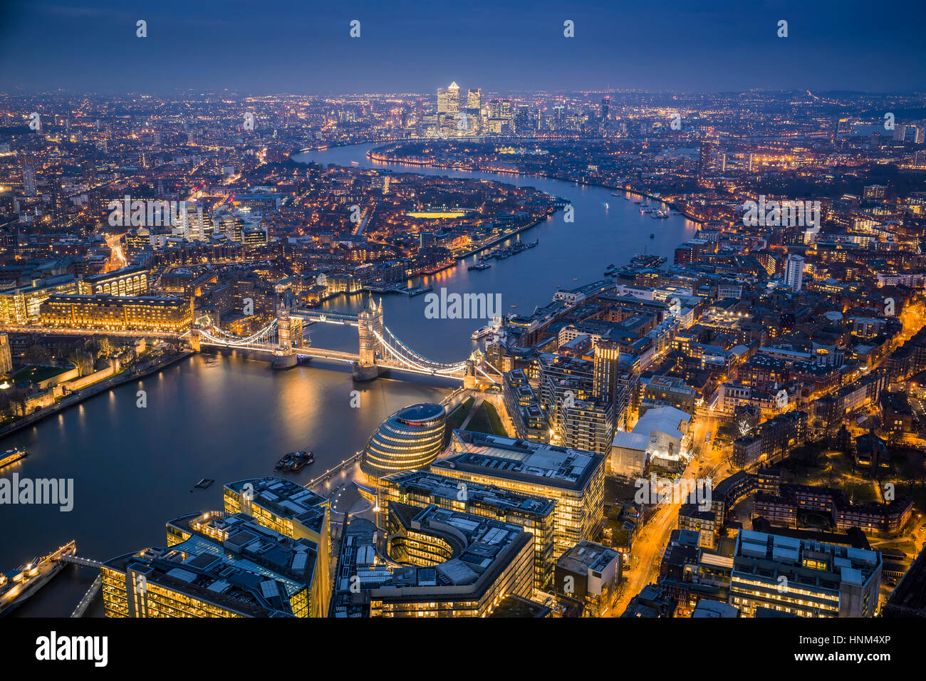 London, England - Aerial Skyline view of London with the iconic Tower ...