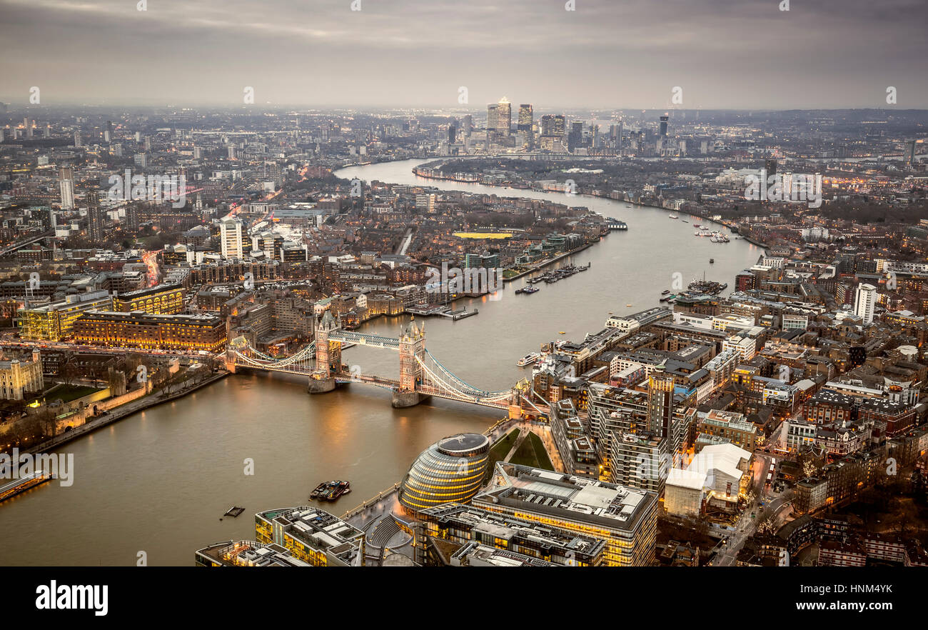 London, England - Aerial Skyline view of London with the iconic Tower ...