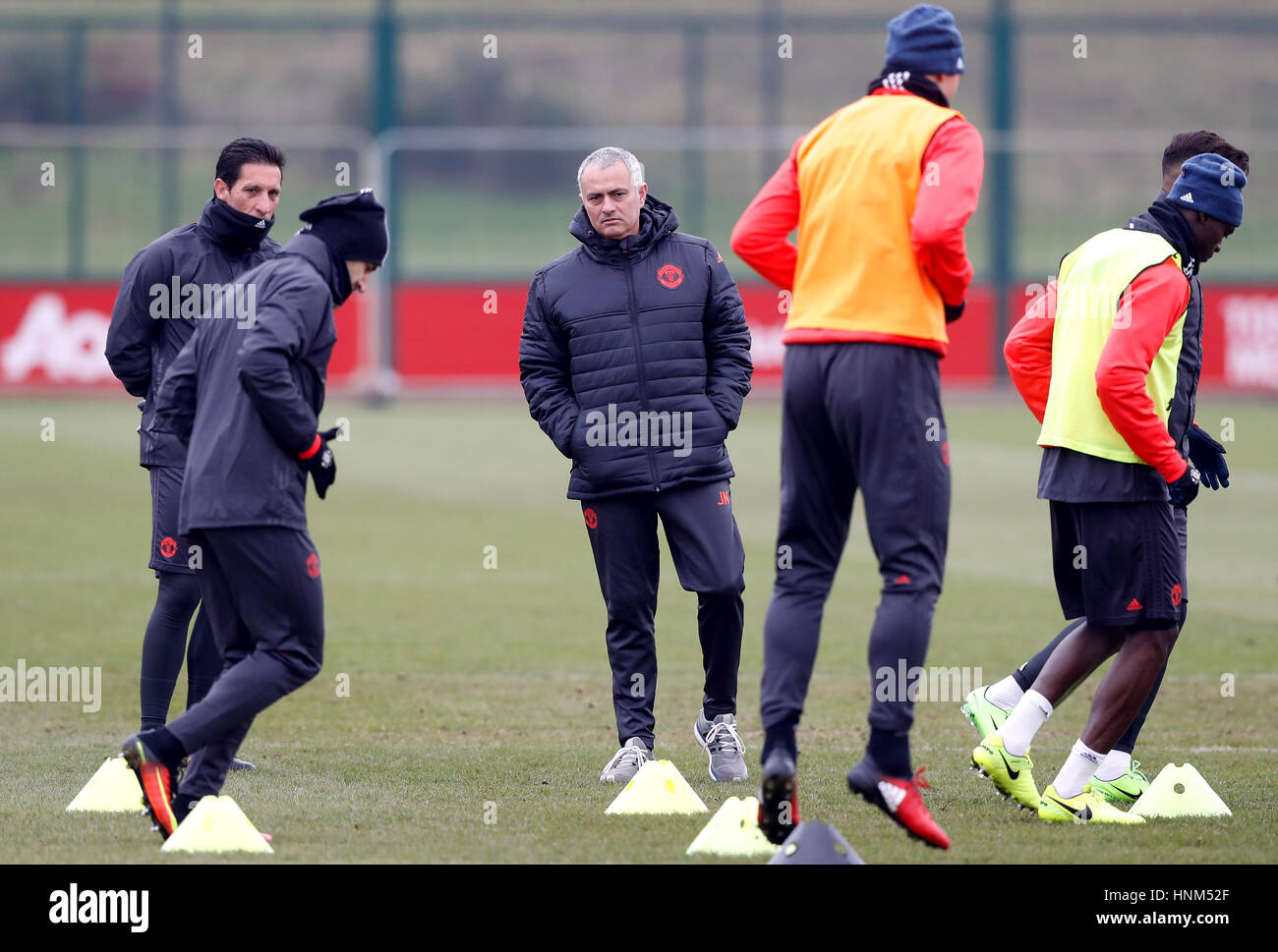 Manchester United manager Jose Mourinho oversees the training session ...