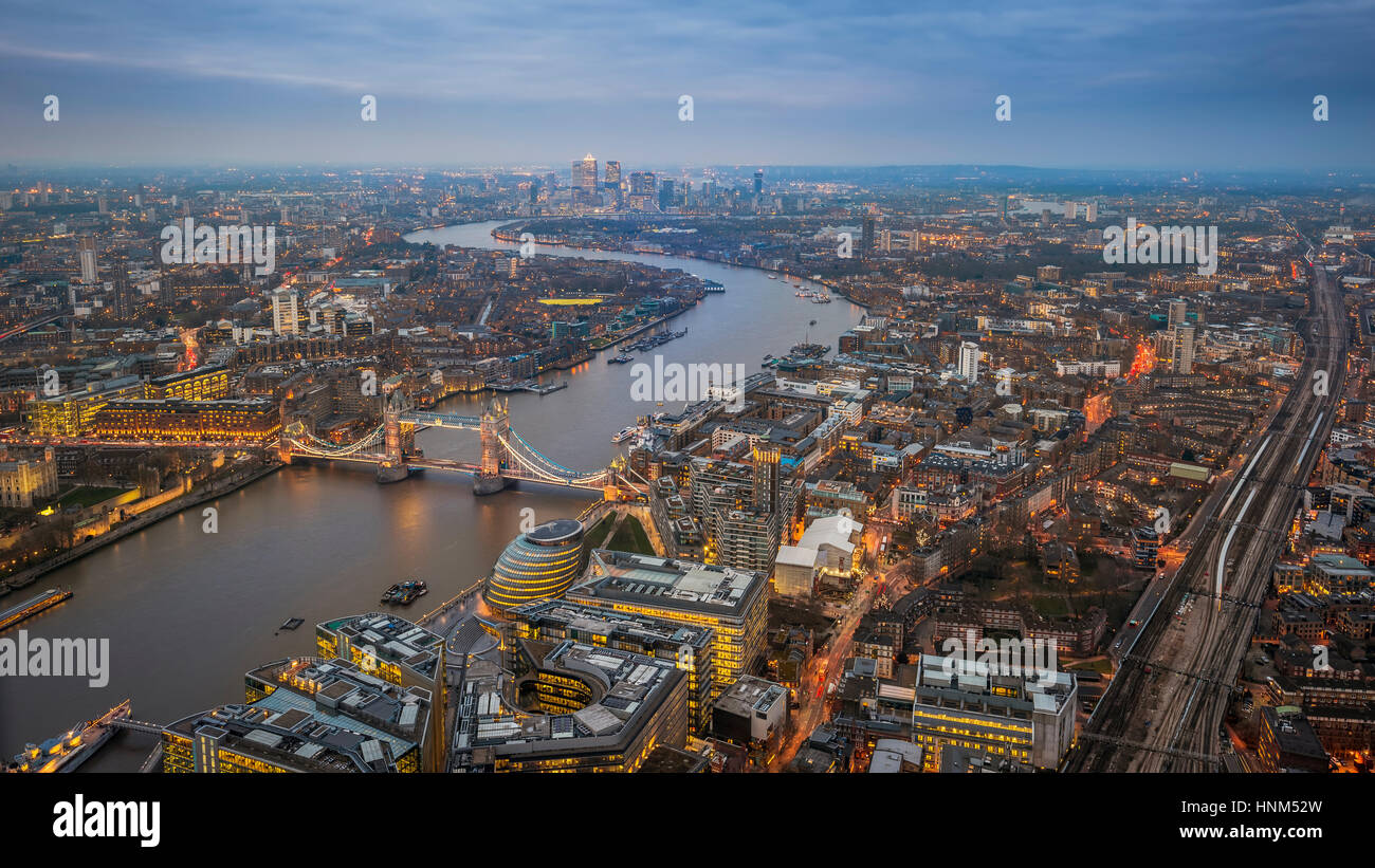 London, England - Aerial Skyline view of London with the iconic Tower ...