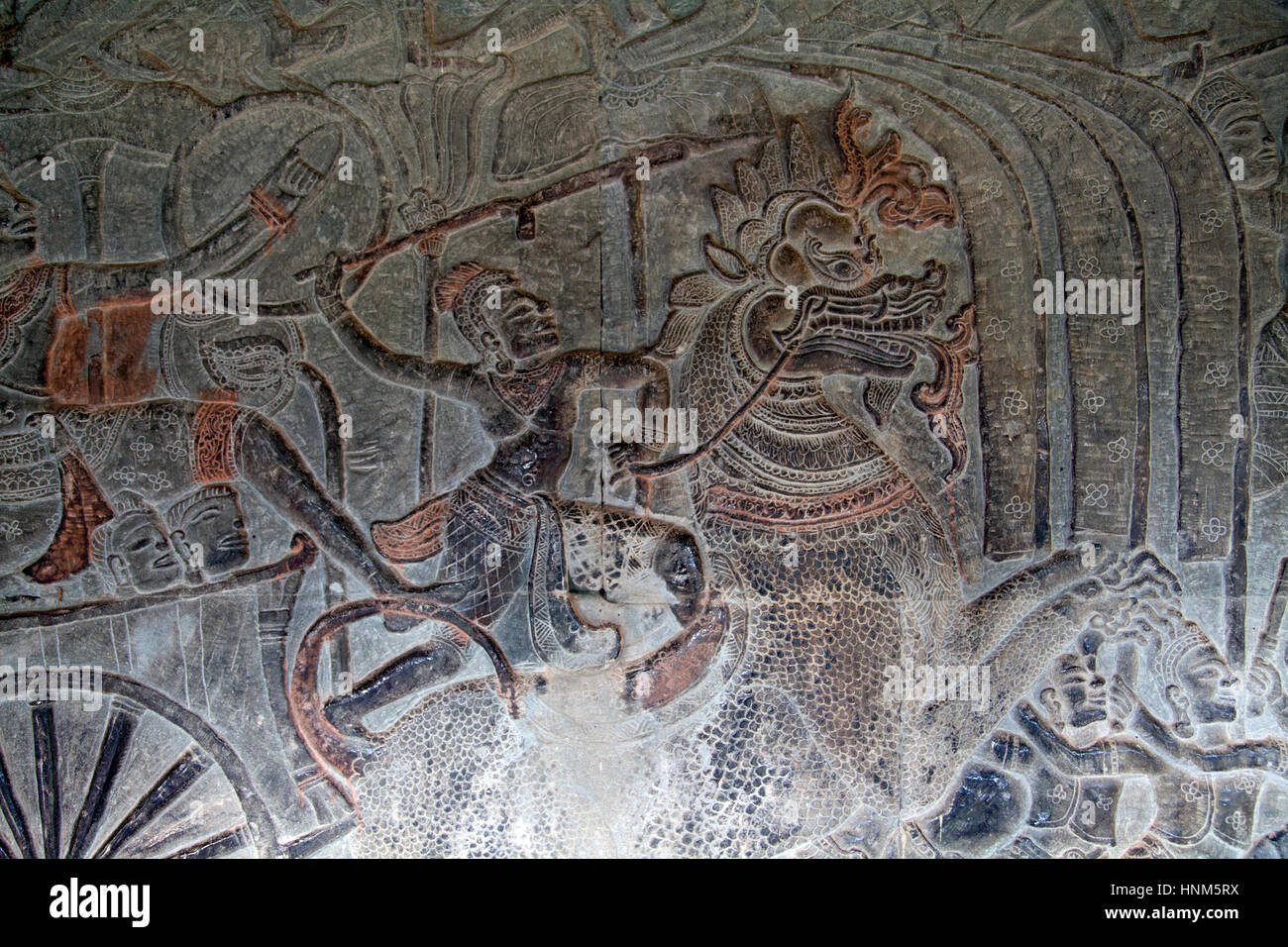 Carved Wall Murals at Angkor Wat Temple in Siem Reap - Cambodia Stock ...