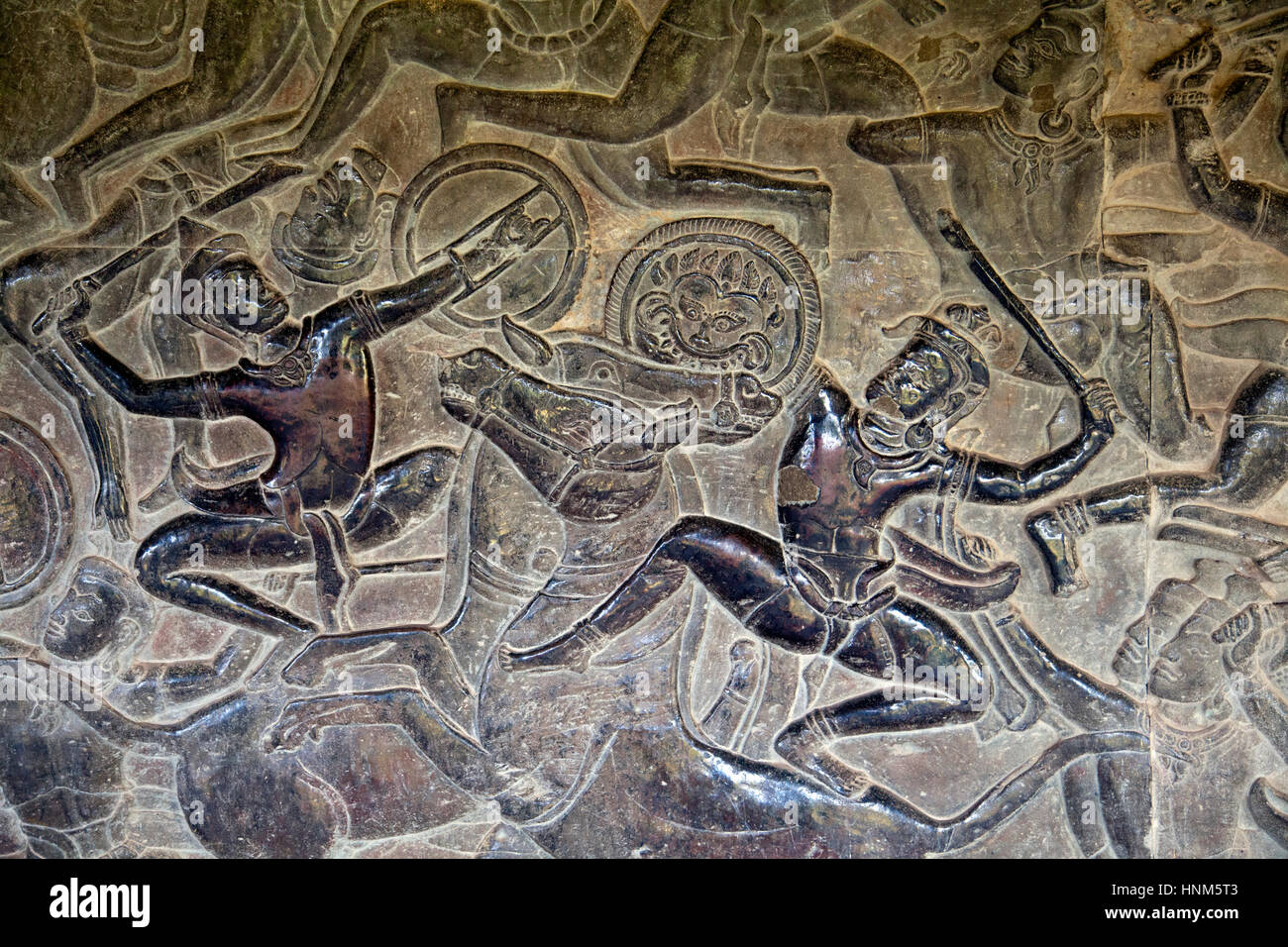 Carved Wall Murals at Angkor Wat Temple in Siem Reap - Cambodia Stock ...