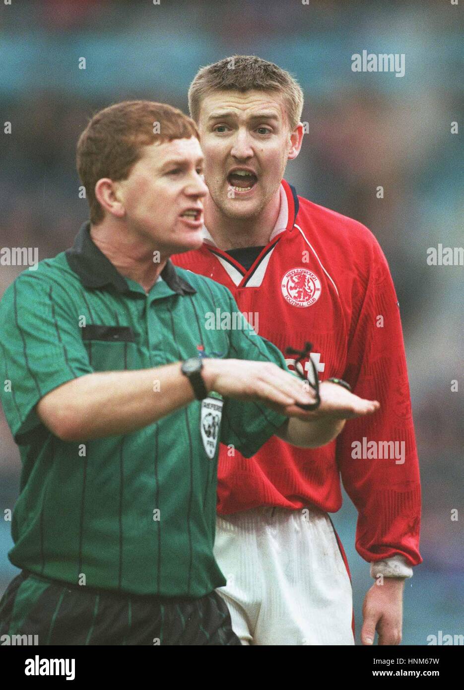 JAMIE POLLOCK AND REF DURKIN COVENTRY V MIDDLESBROUGH 24 February 1996 ...