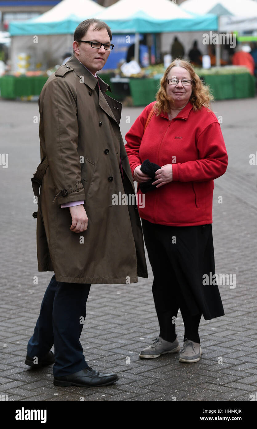 Labour candidate gareth snell walks through hanley town centre hi-res ...