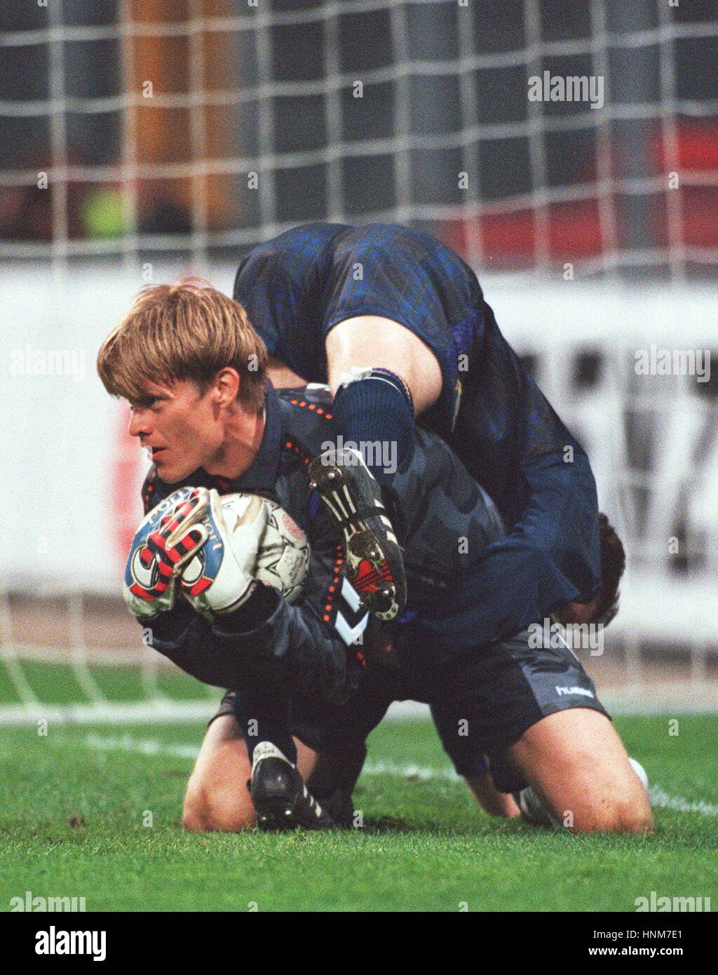 MOGENS KROGH & KEVIN GALLACHER DENMARK V SCOTLAND 30 April 1996 Stock ...