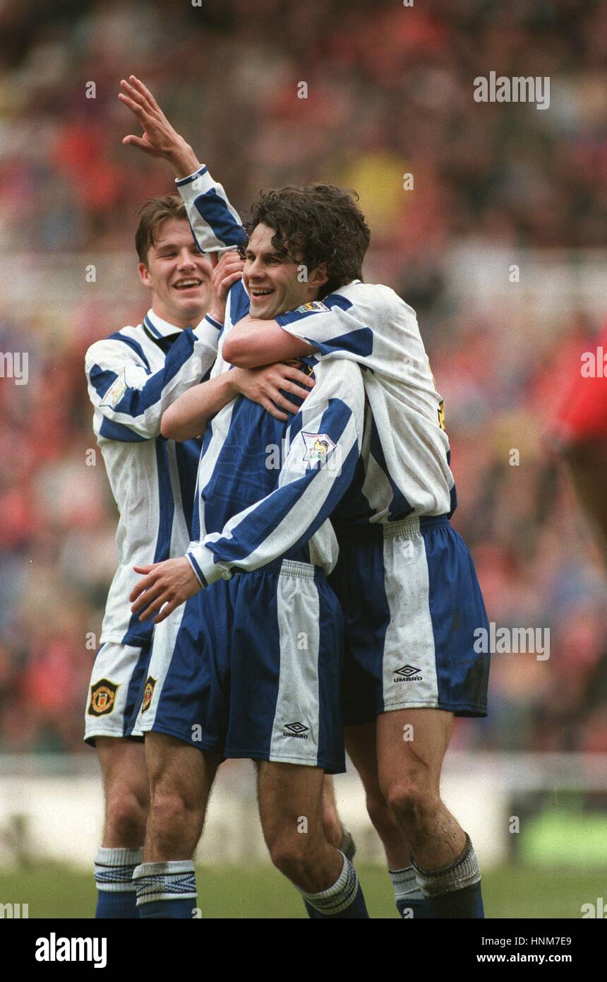 RYAN GIGGS & ROY KEANE MANCHESTER UNITED FC 07 May 1996 Stock Photo - Alamy