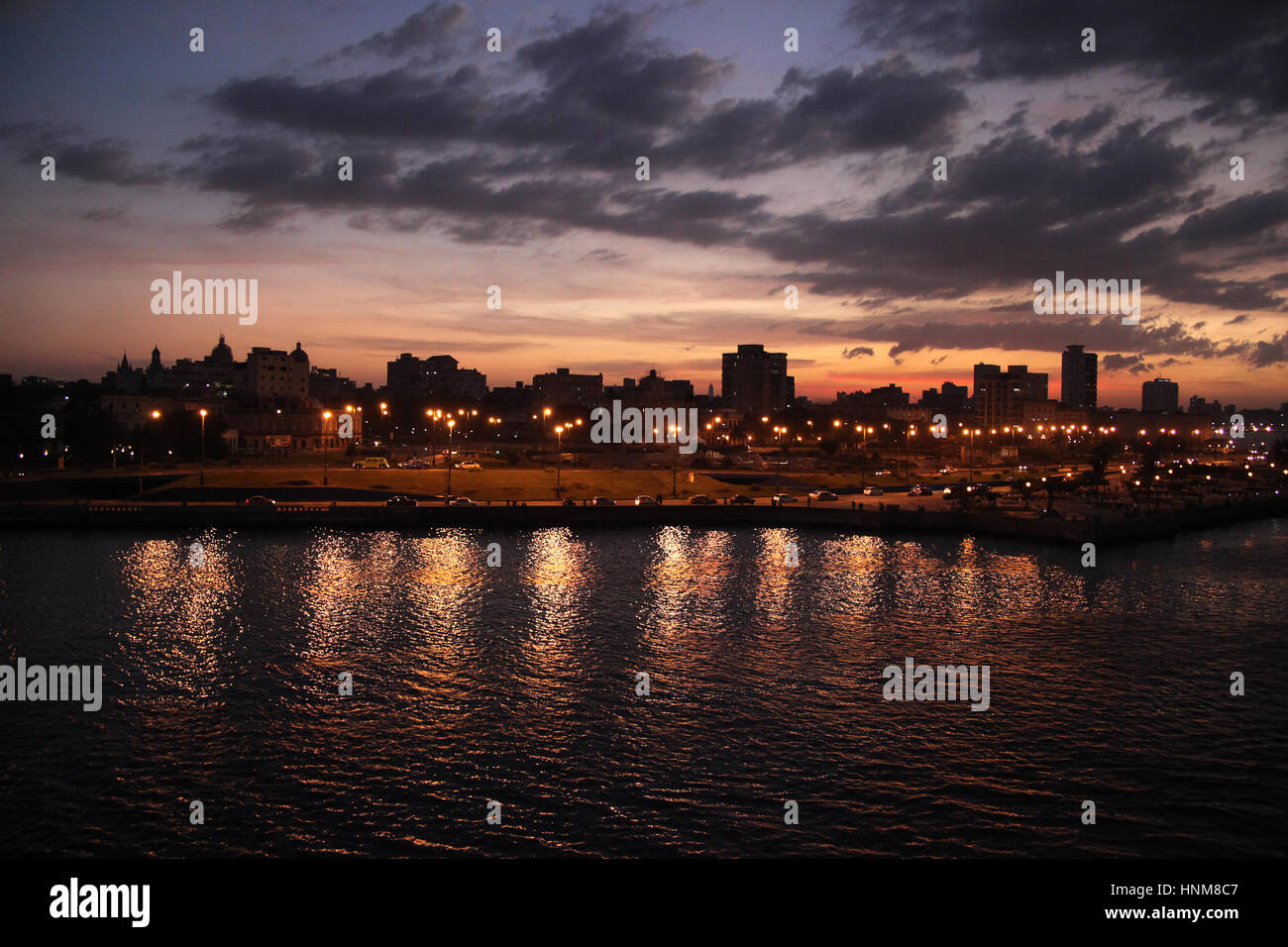 Beautiful skyline of the downtown city of Havana at sunset, Cuba ...