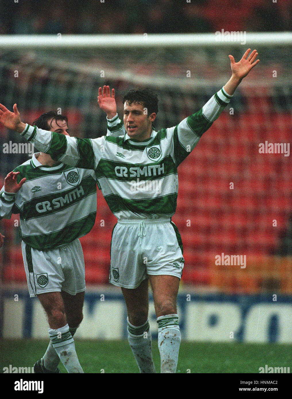 JOHN COLLINS CELEBRATES HIS GOAL AGAINST HIBS. 11 February 1995 Stock ...