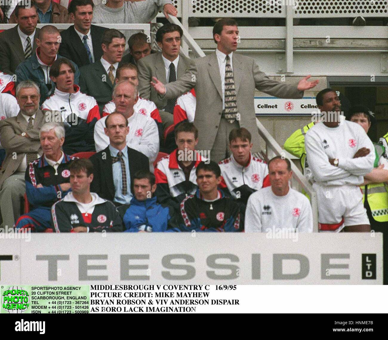 BRYAN ROBSON & VIV ANDERSON MIDDLESBROUGH V COVENTRY 16 September 1995 ...