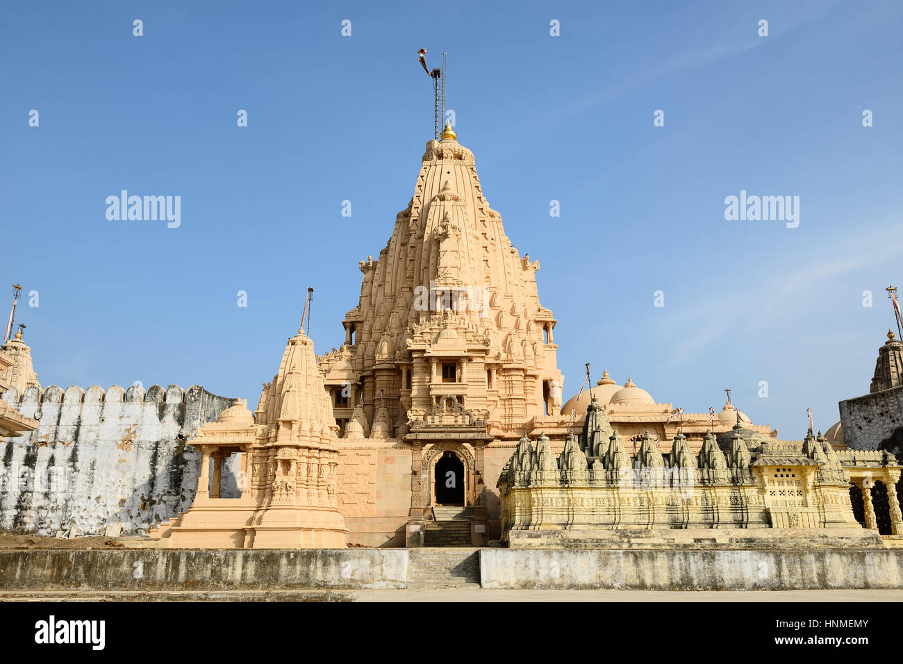 Jain temples on the holy Palitana top in the Gujarat state in India ...