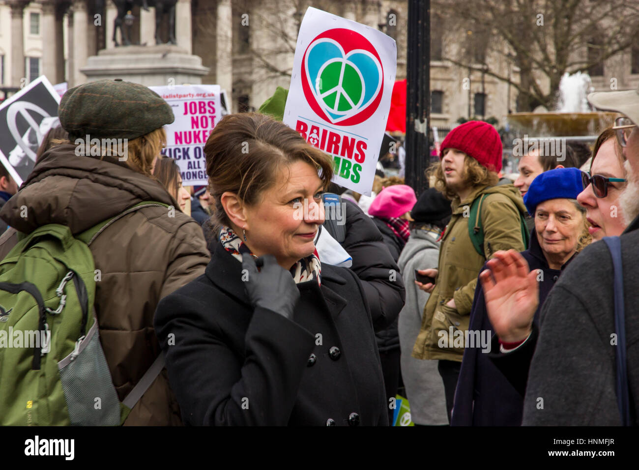 Leanne Wood, Plaid Cymru MP, joins CND demonstrators in London to march ...