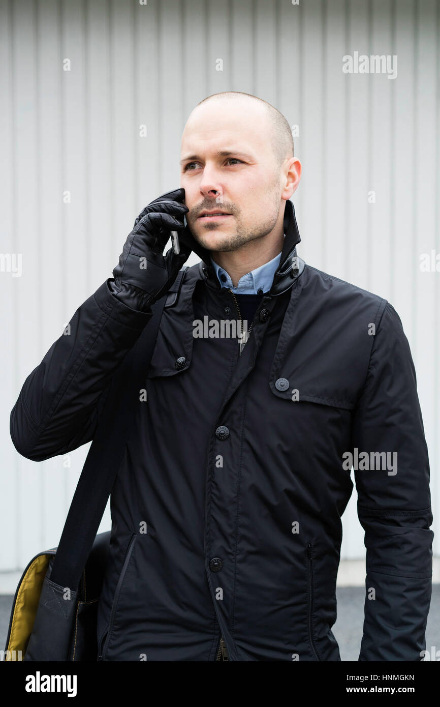 European Scandinavian Swedish Caucasian Male Talking in Mobile Phone ...