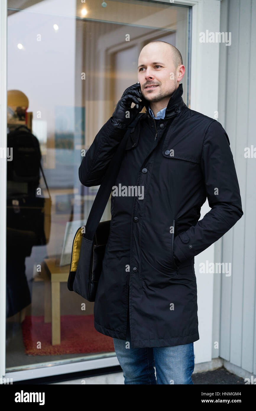 European Scandinavian Swedish Caucasian Male Talking in Mobile Phone ...