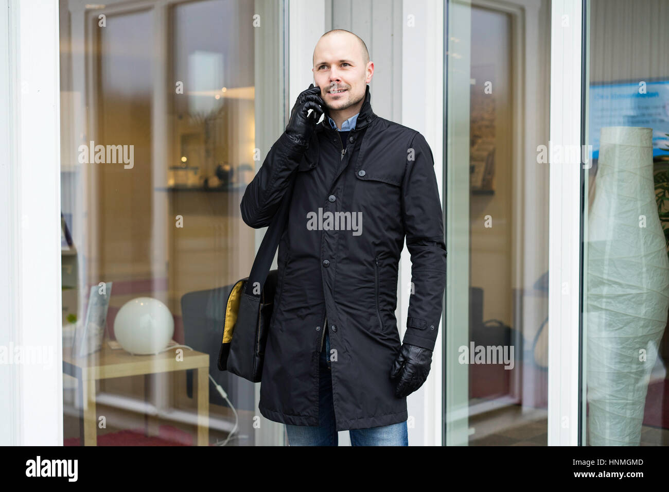 European Scandinavian Swedish Caucasian Male Talking in Mobile Phone ...