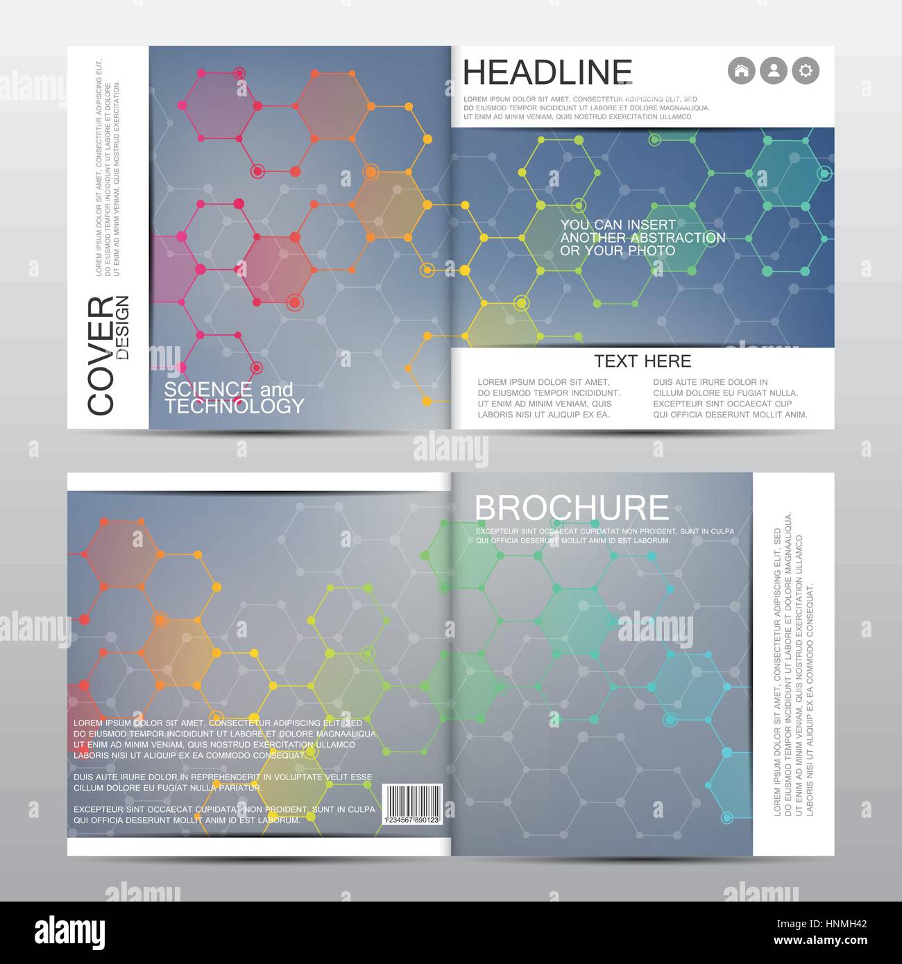 Square brochure template with molecular structure. Geometric abstract ...