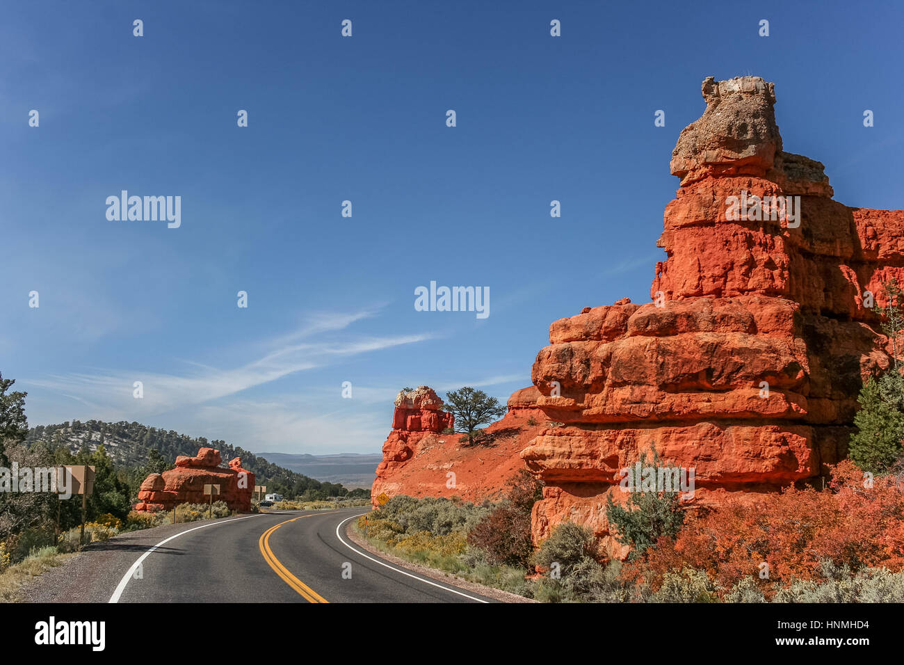 Road through red canyon near Bryce canyon, USA Stock Photo - Alamy
