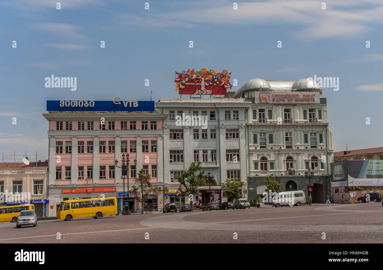 Commercial buildings at liberty square in Tbilisi, Georgia Stock Photo ...
