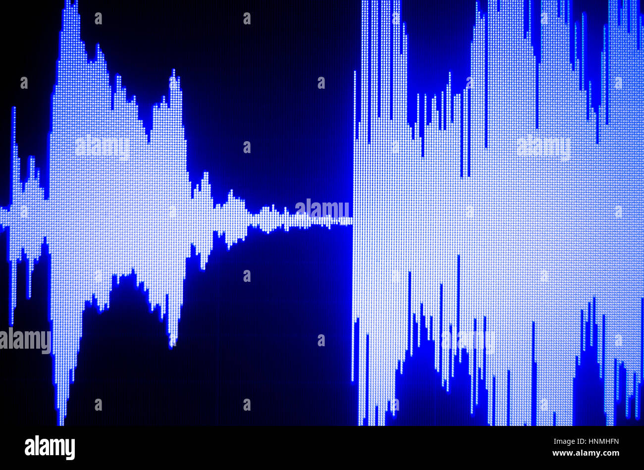 Sound recording studio audio wave on computer screen in professional ...