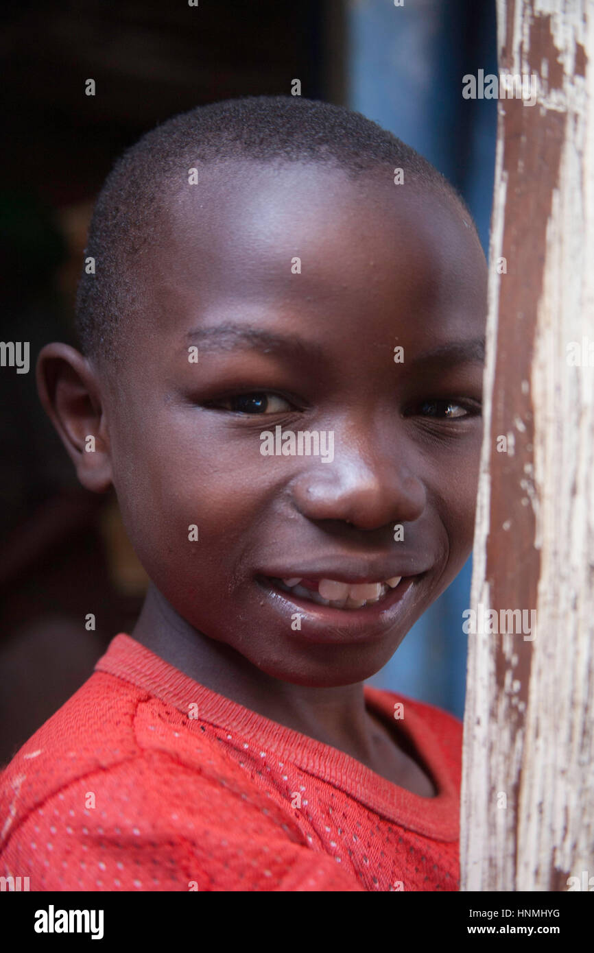 Portrait of a boy at an orphanage, Kibera slums, Nairobi, Kenya, East ...