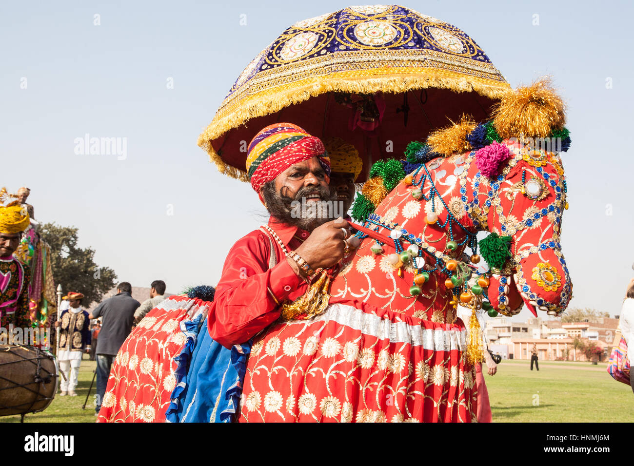 Tourists,folk music,dance Painted,decorated,elephants,At Holi,Spring ...