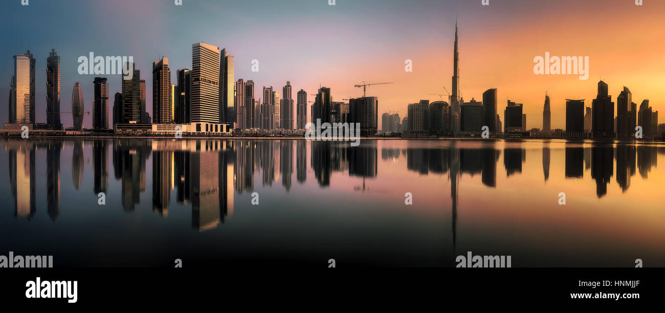 Panoramic view of Dubai Business bay, UAE Stock Photo - Alamy