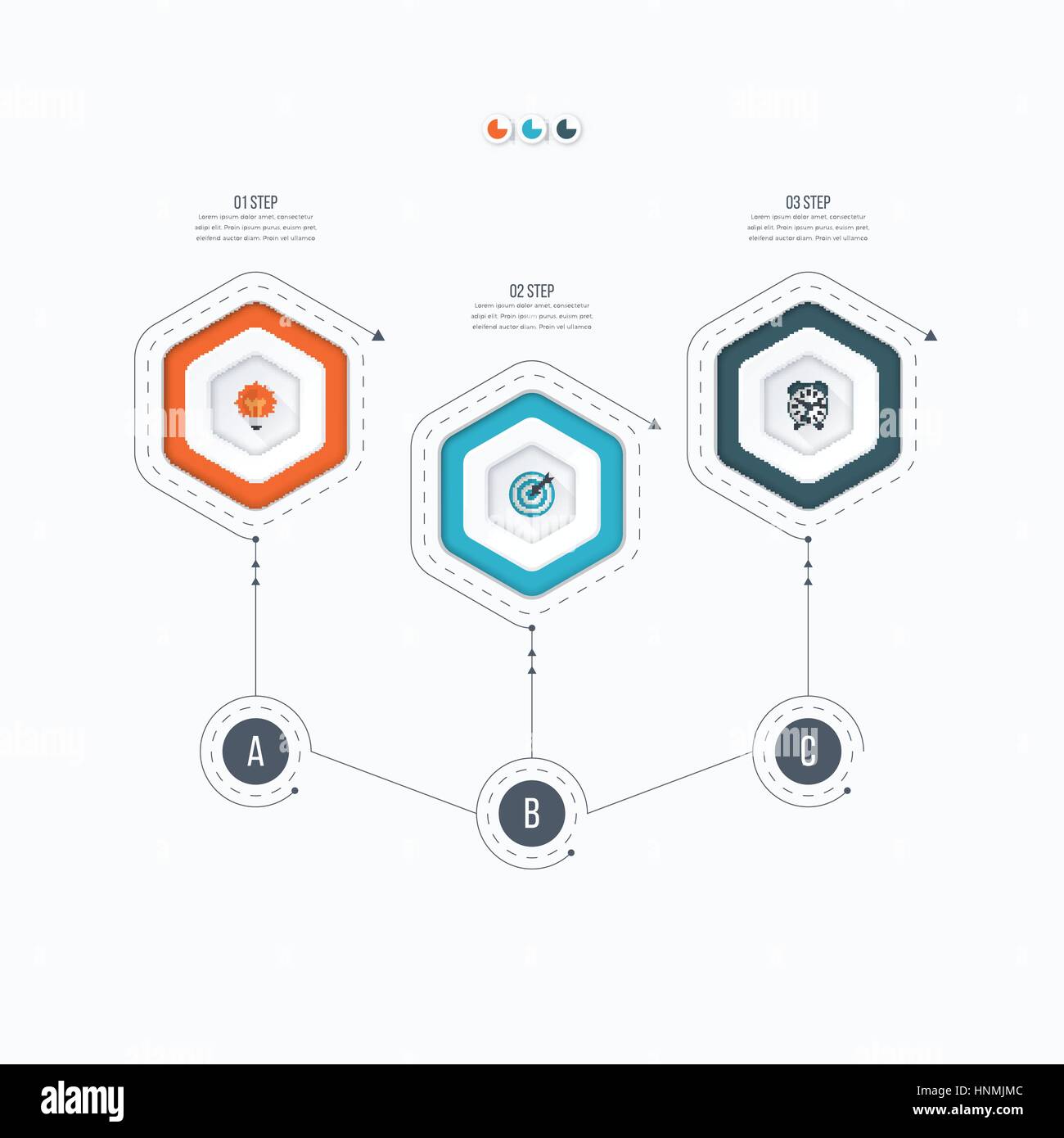 Infographics template 3 options with hexagon. Can be used for workflow ...